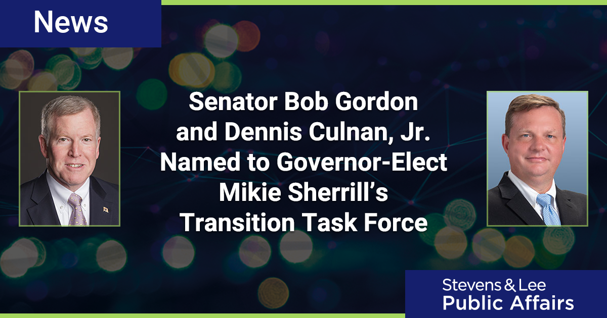 Senator Bob Gordon and Dennis Culnan, Jr. Named to Governor-Elect Mikie ...